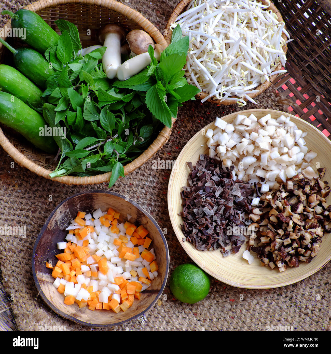 Prepare raw material from vegetable for Vietnamese homemade vegan food ...