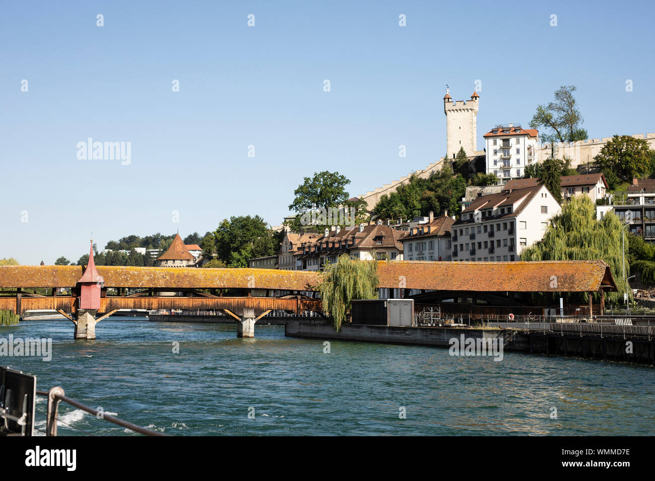 The Spreuer Bridge over the Reuss River in the center of Lucerne ...