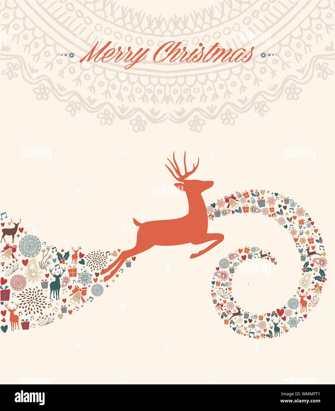 Christmas reindeer greeting card illustration Stock Vector Image & Art ...