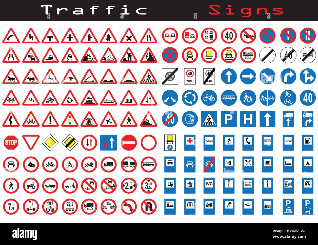 Traffic sign collection Stock Vector Image & Art - Alamy