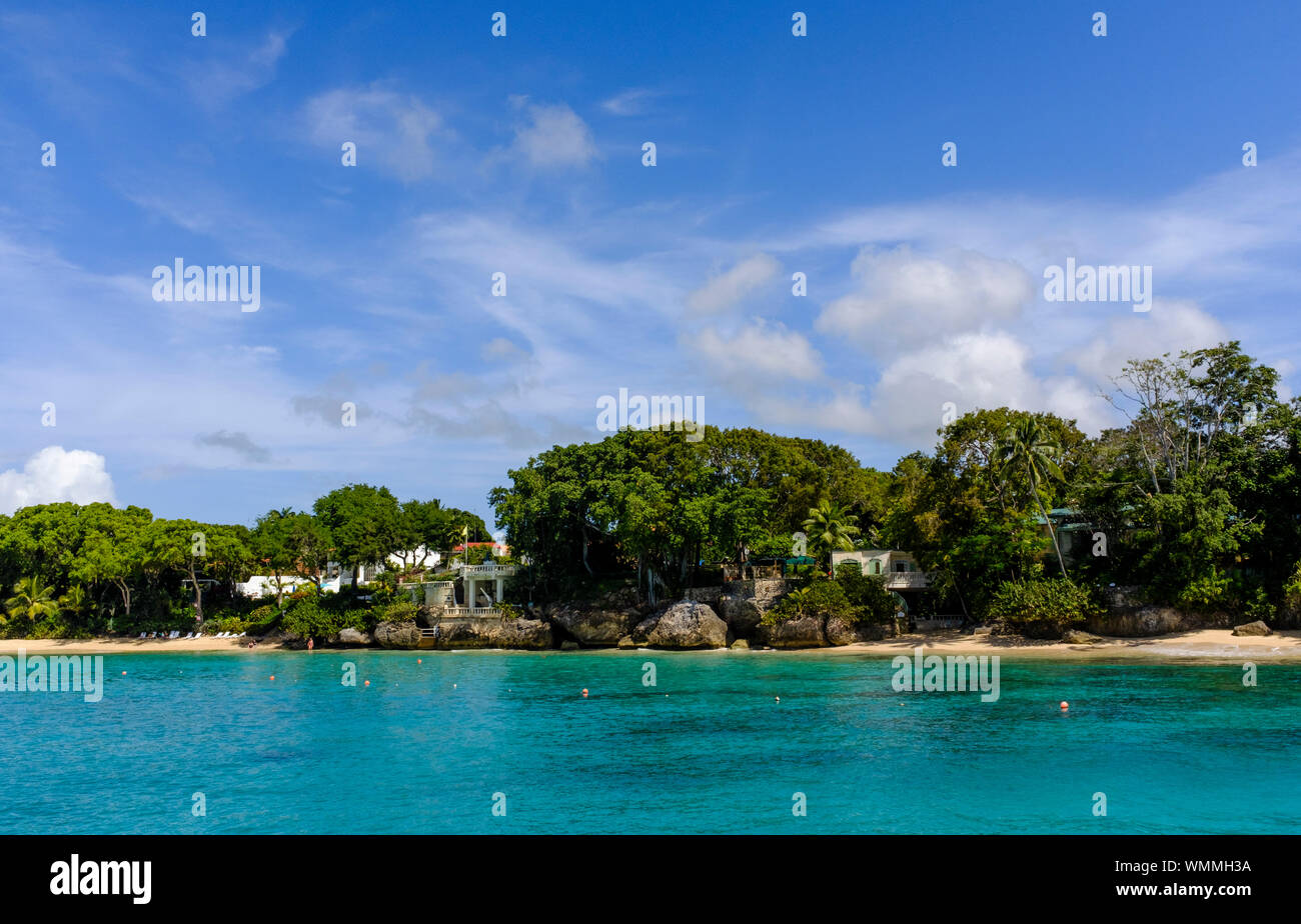 View of the Barbados coastline from just offshore, sailing the ...