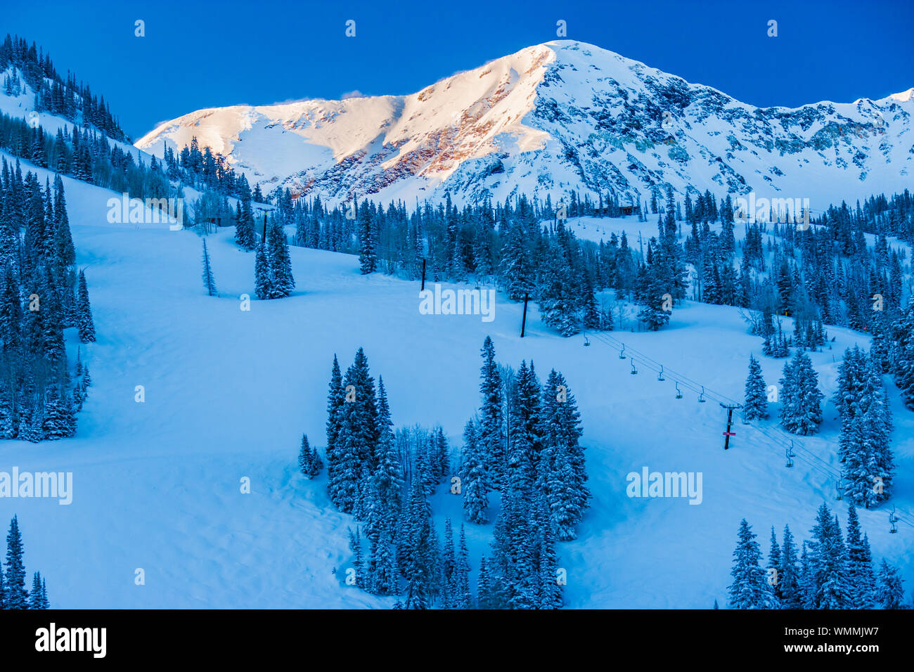 Ski trails in Snowbird, Utah, USA Stock Photo - Alamy