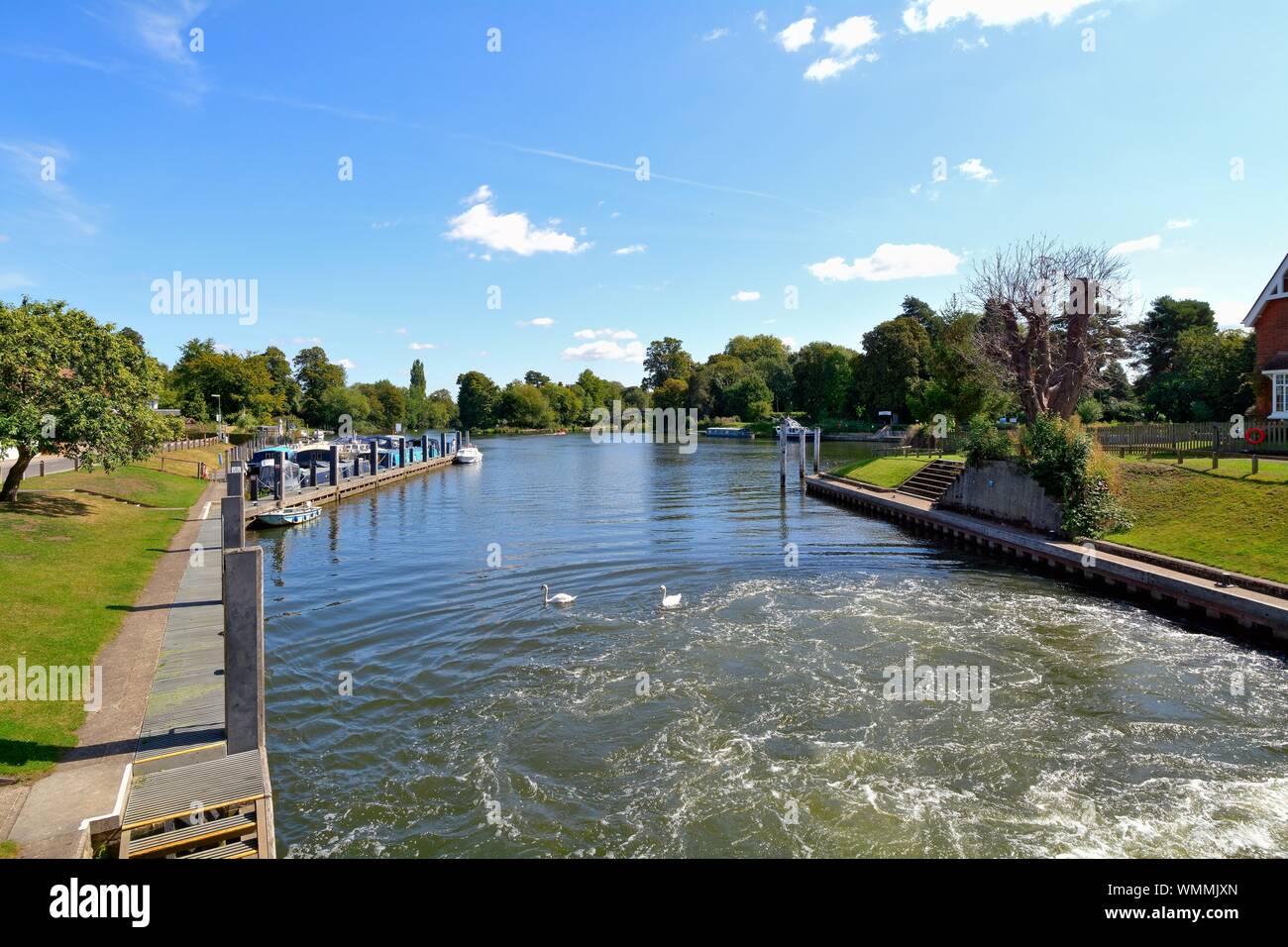 The riverside and River Thames at Shepperton on a sunny summers day ...