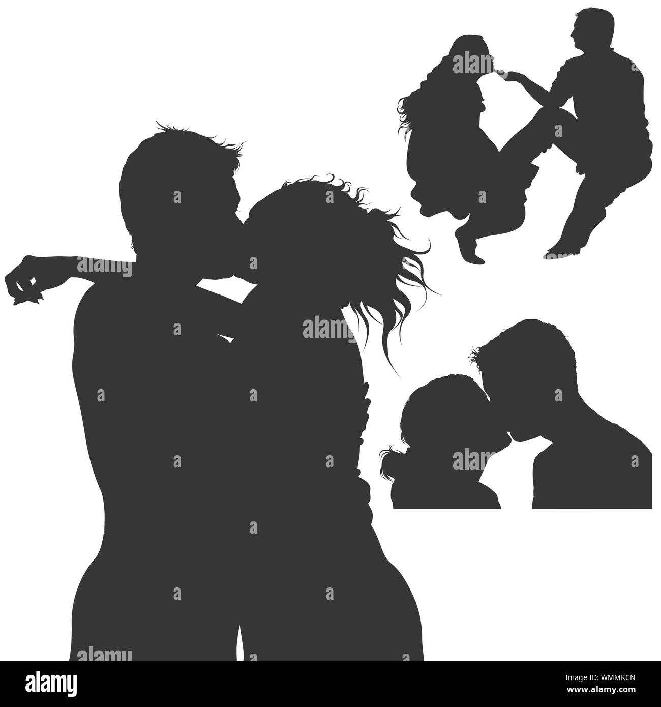 Kissing couple silhouettes Stock Vector Images - Alamy