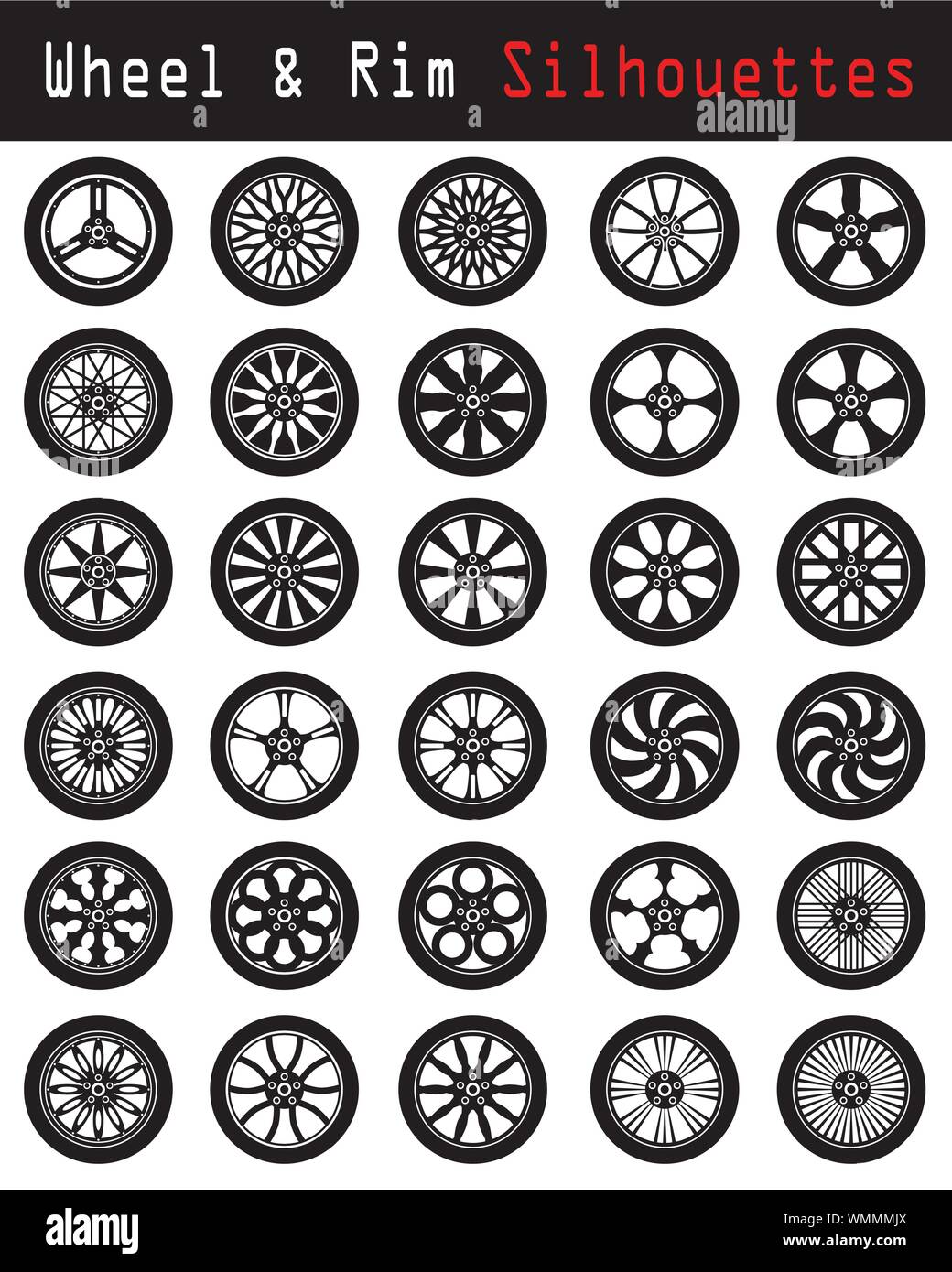 Wheel & Rim silhouettes Stock Vector Image & Art - Alamy