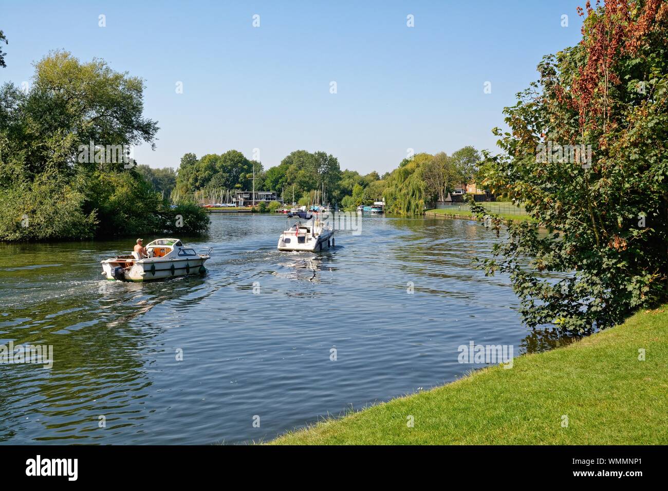 The riverside and River Thames at Shepperton on a sunny summers day ...