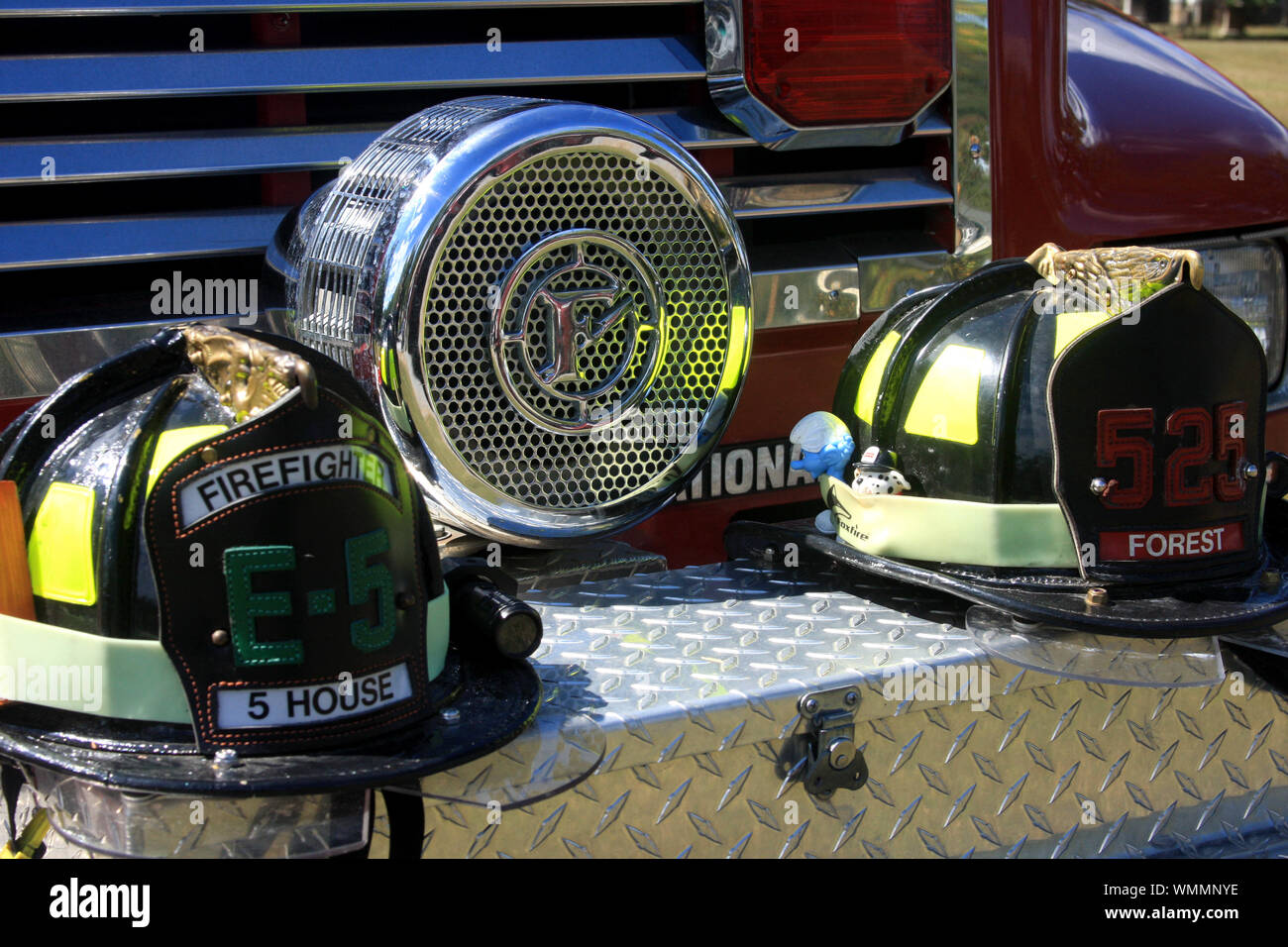 American firefighters' helmets Stock Photo - Alamy