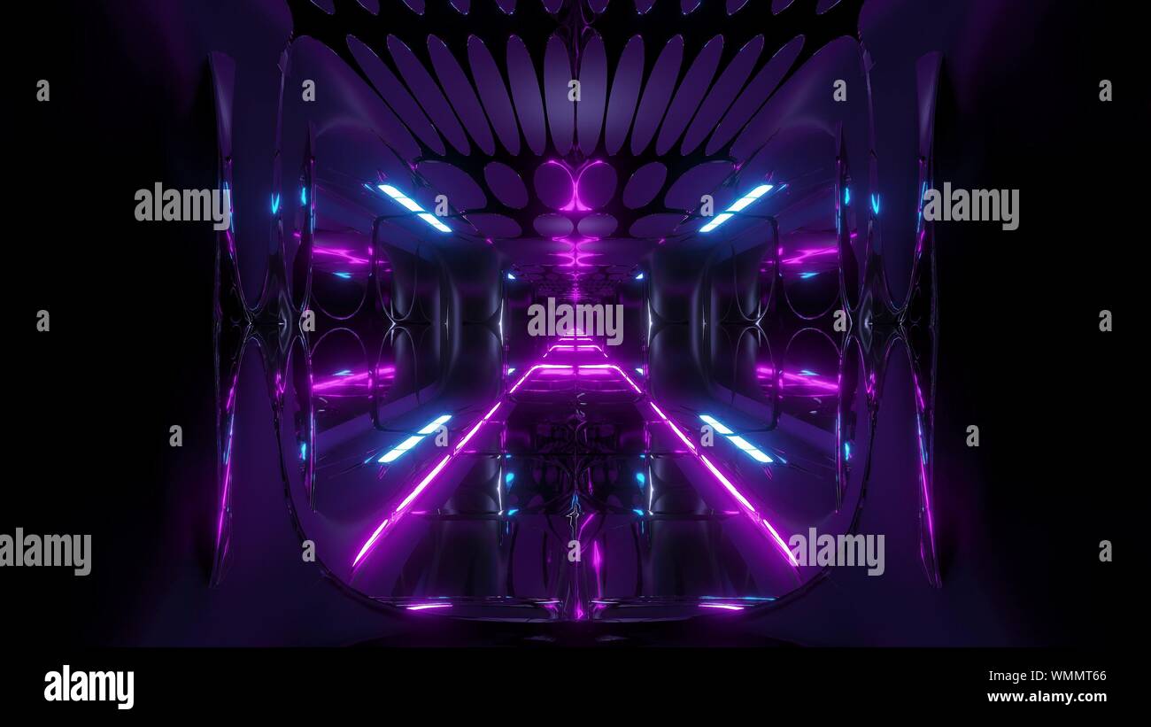 glowing futuristic horror sci-fi temple with nice reflection 3d ...