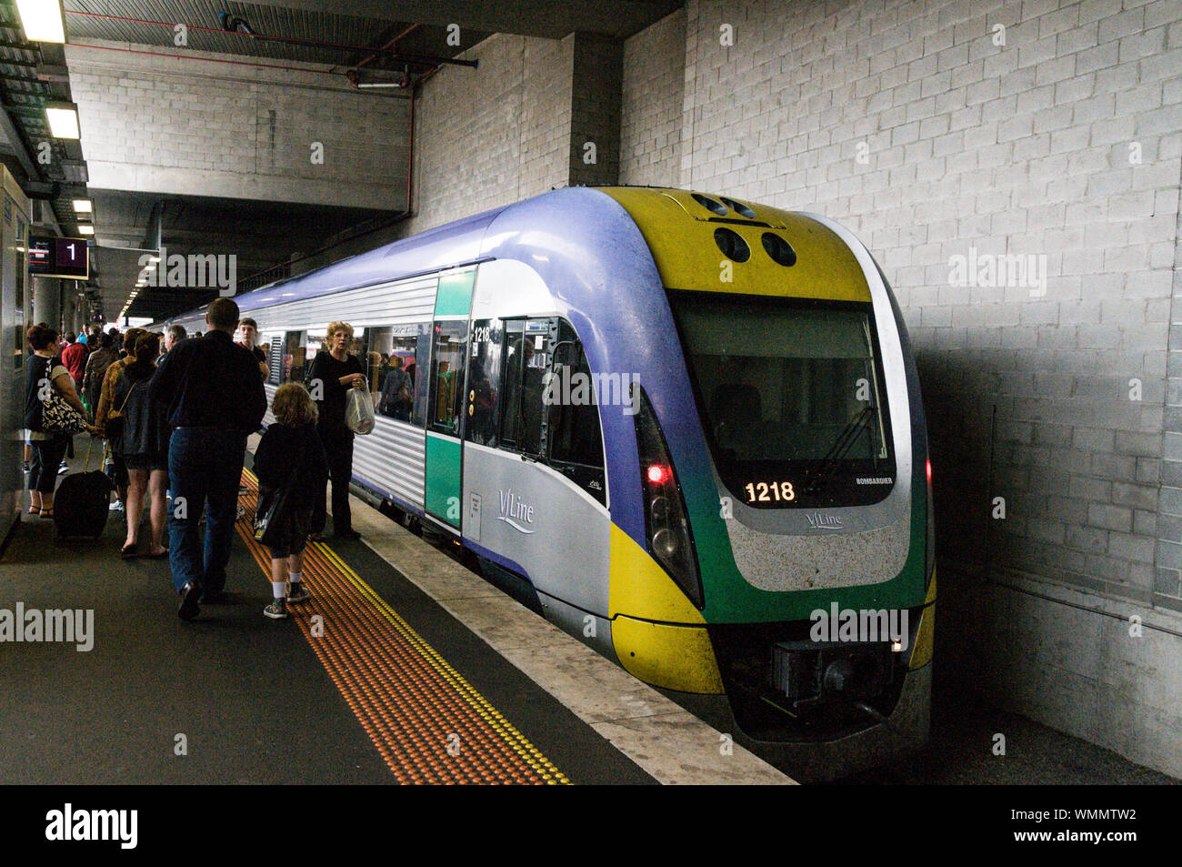 A regional Victoria Express train at Southern Cross railway station in ...