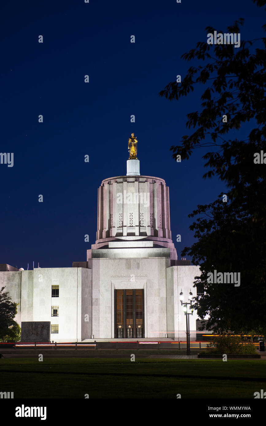 The Oregon Pioneer, also known as the Gold Man, statue is an eight-and ...