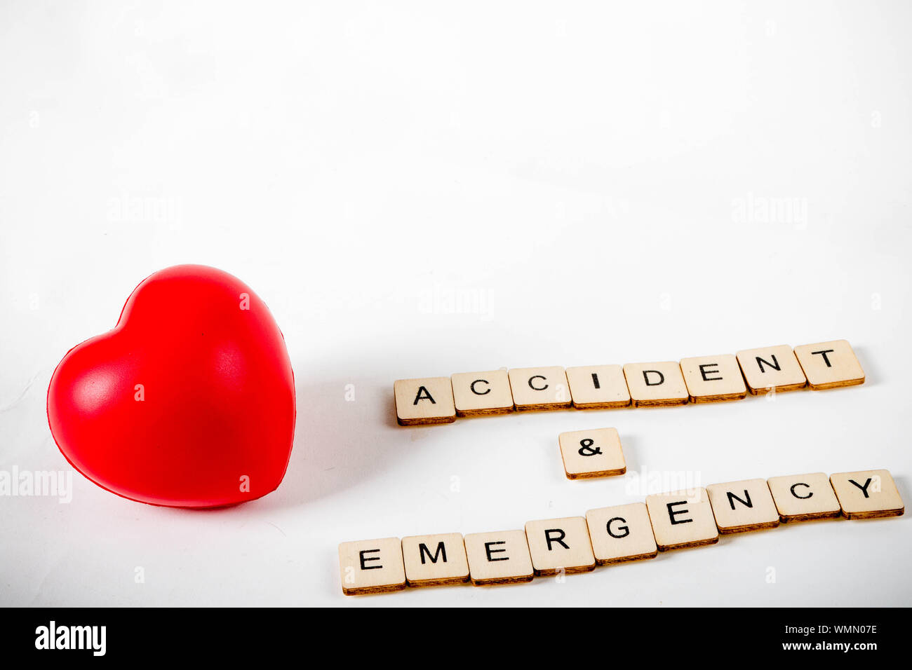 Healthcare concept showing a heart and the message accident & emergency ...
