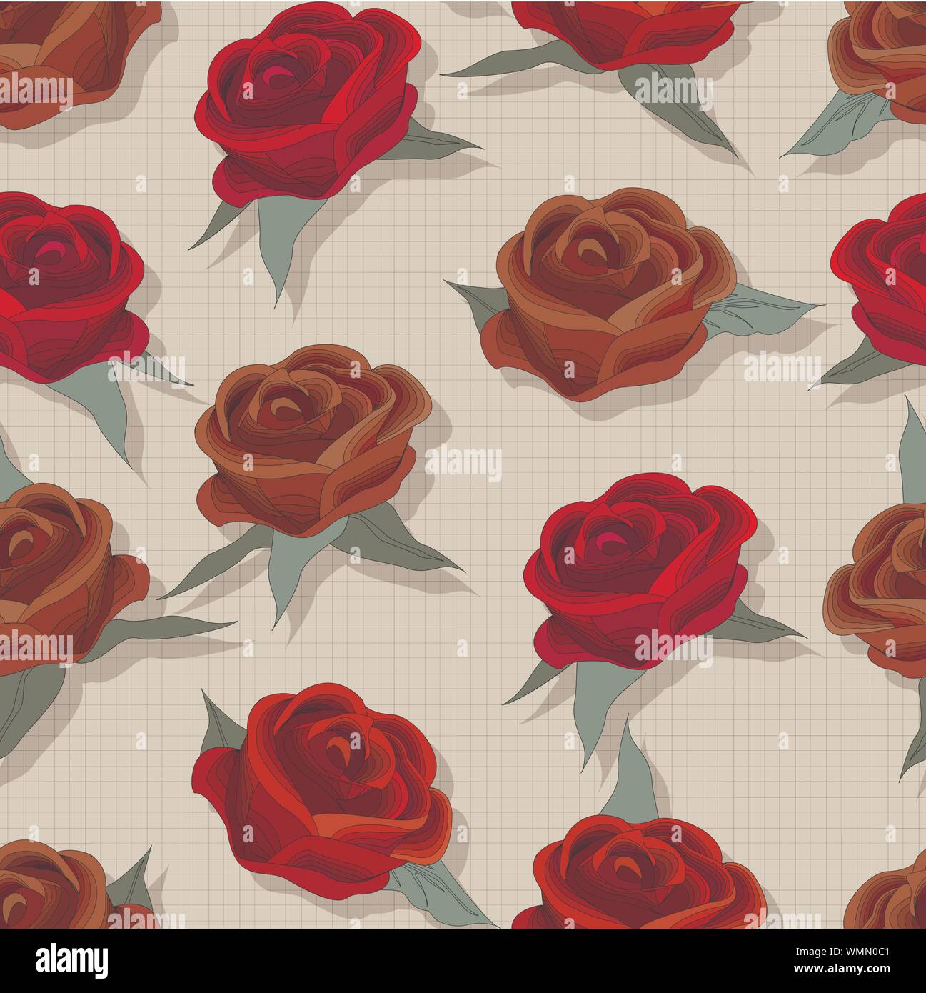 Retro style rose pattern Stock Vector Image & Art - Alamy