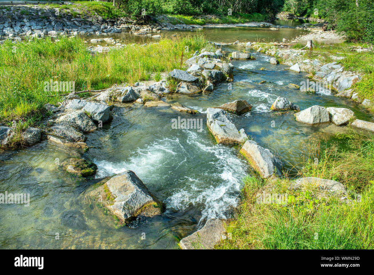 fish ladder for migration at river Ammer in Bavaria, Germany Stock ...