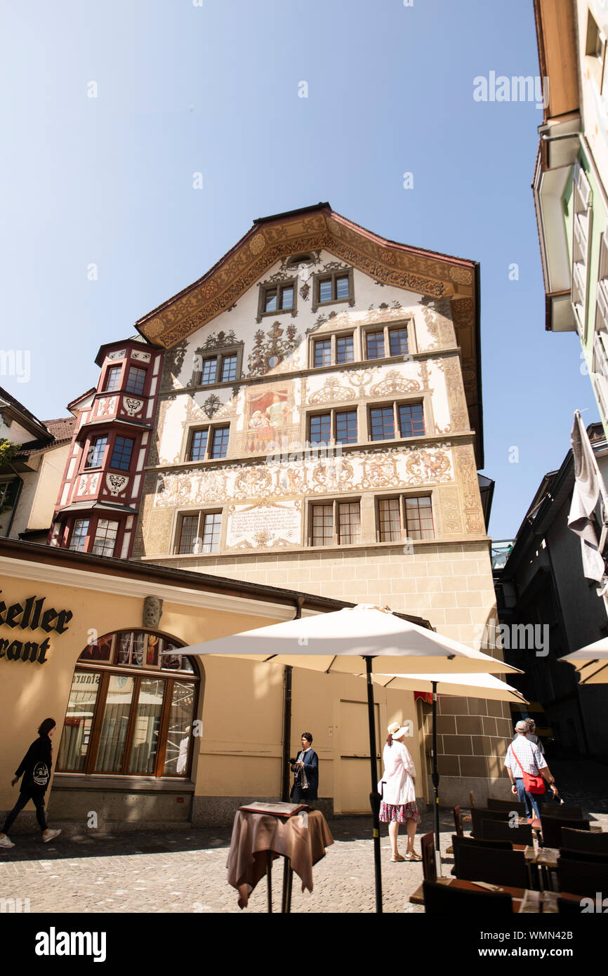 The Stadtkeller Swiss restaurant on Sternenplatz in Lucerne ...