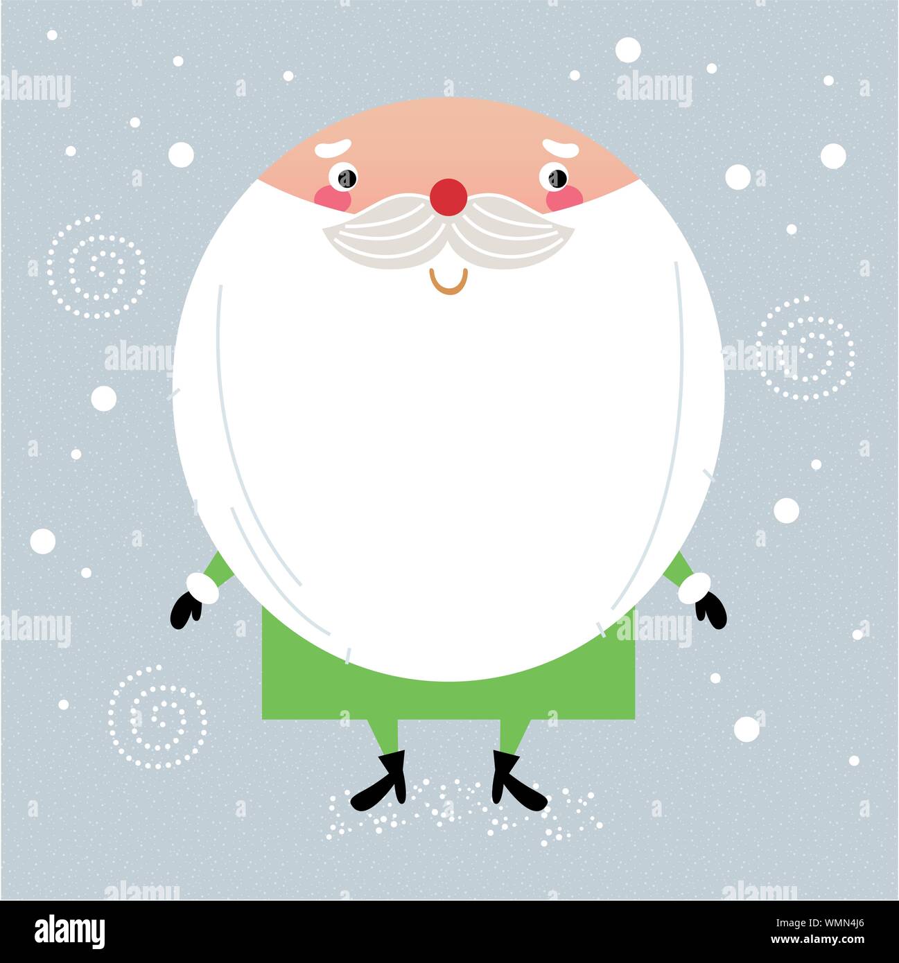 Cute green Santa with red nose isolated on white Stock Vector Image ...