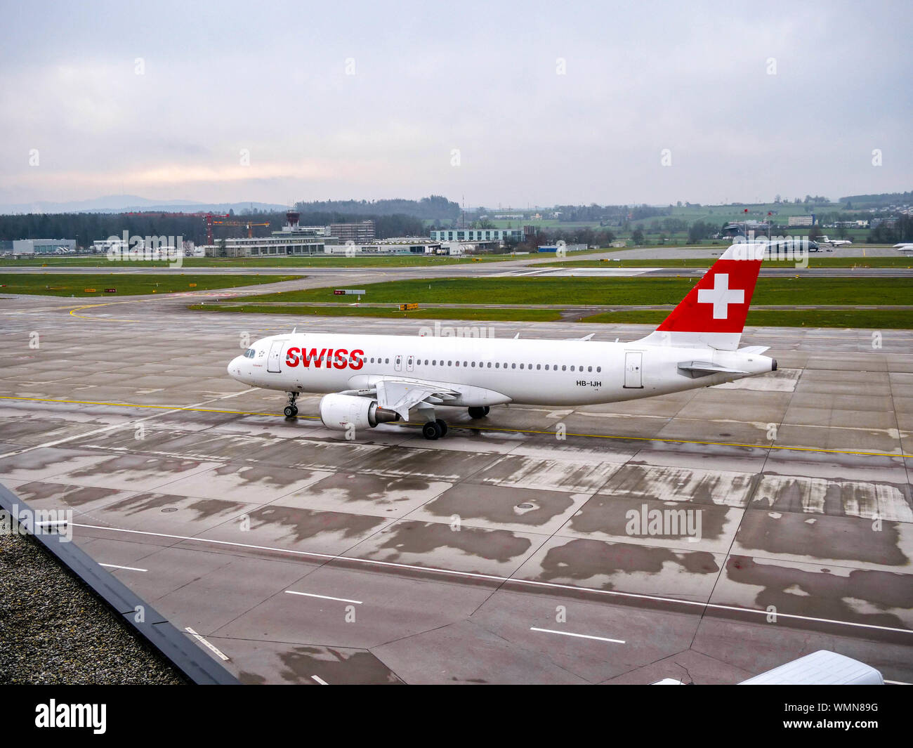 Swiss international Airlines airplane rotation out of Zurich airport ...
