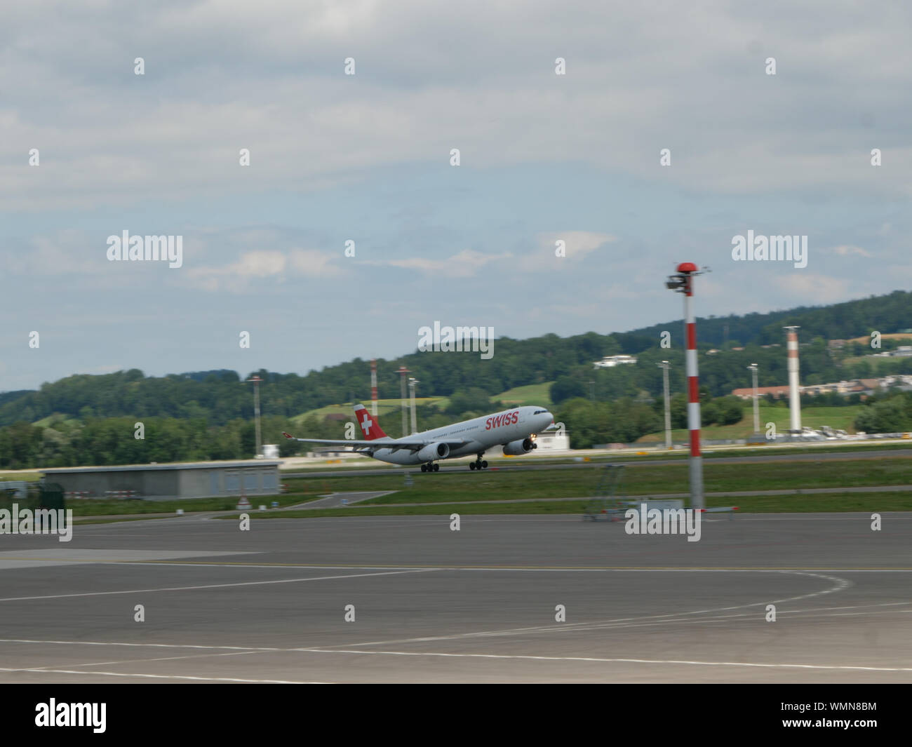 Swiss international Airlines airplane rotation out of Zurich airport ...