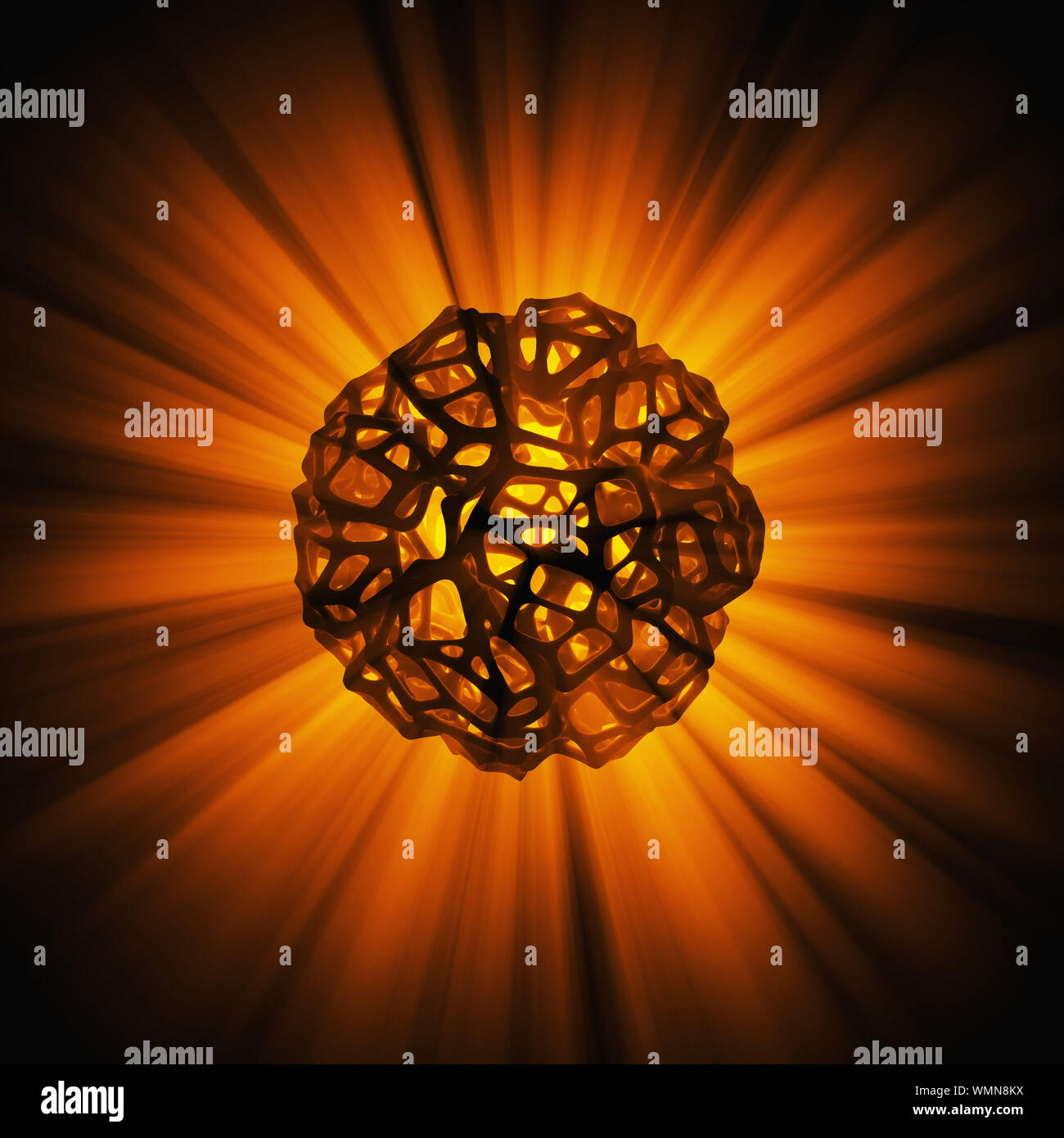 Abstract 3d rendering concept of high poly sphere with chaotic mesh ...