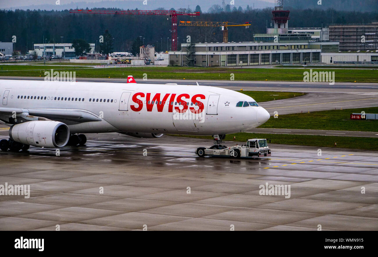 Swiss international Airlines airplane rotation out of Zurich airport ...