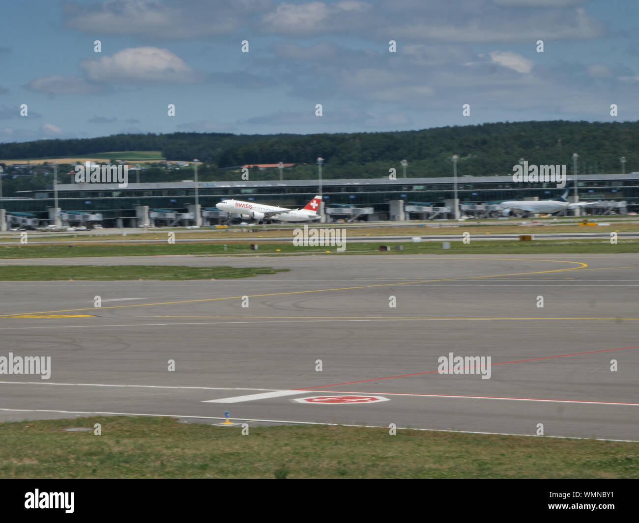 Swiss international Airlines airplane rotation out of Zurich airport ...