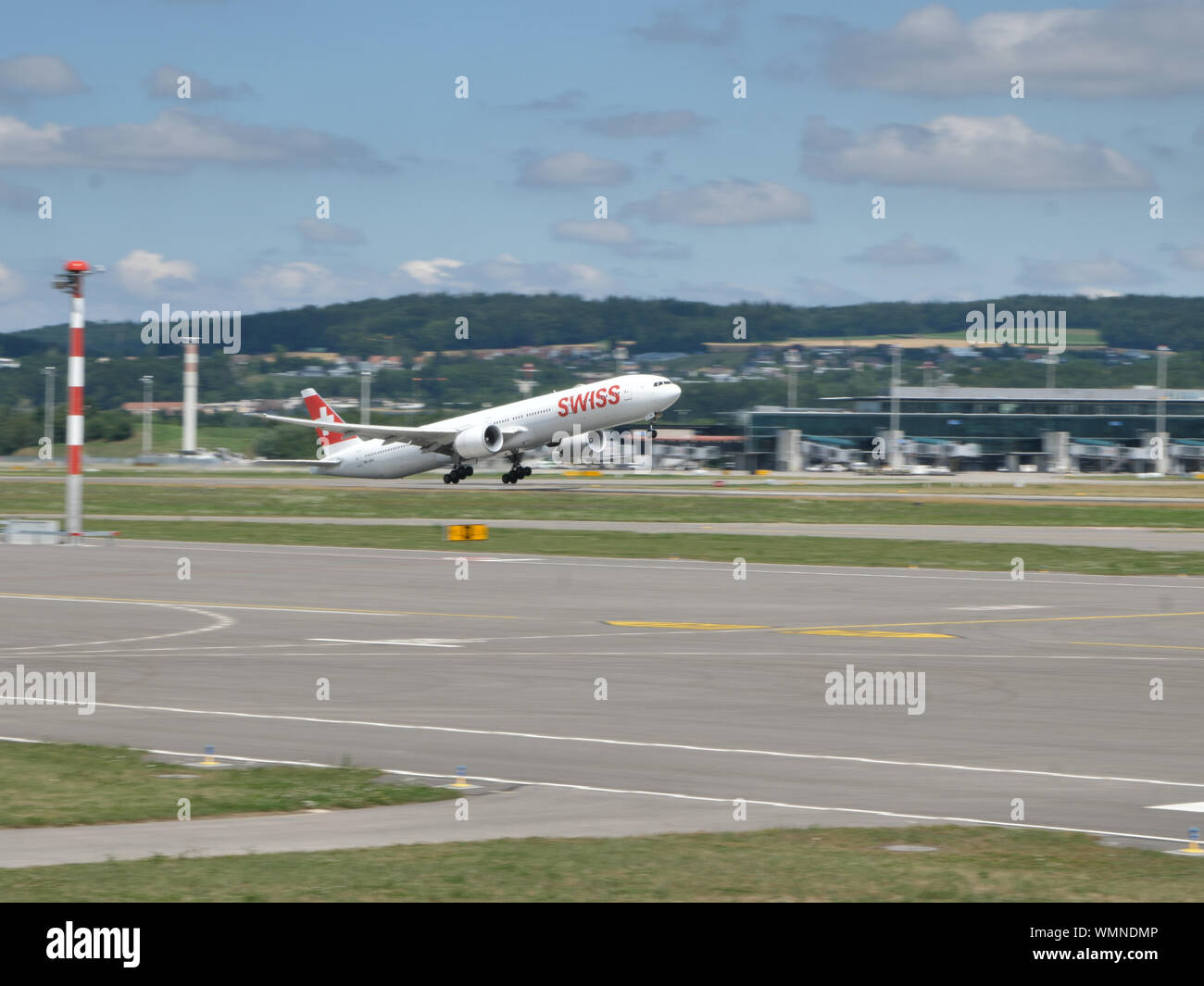 Swiss international Airlines airplane rotation out of Zurich airport ...