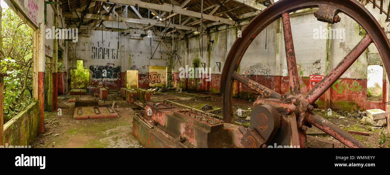 The ruins of an early cheese factory at Patea in the north island of ...