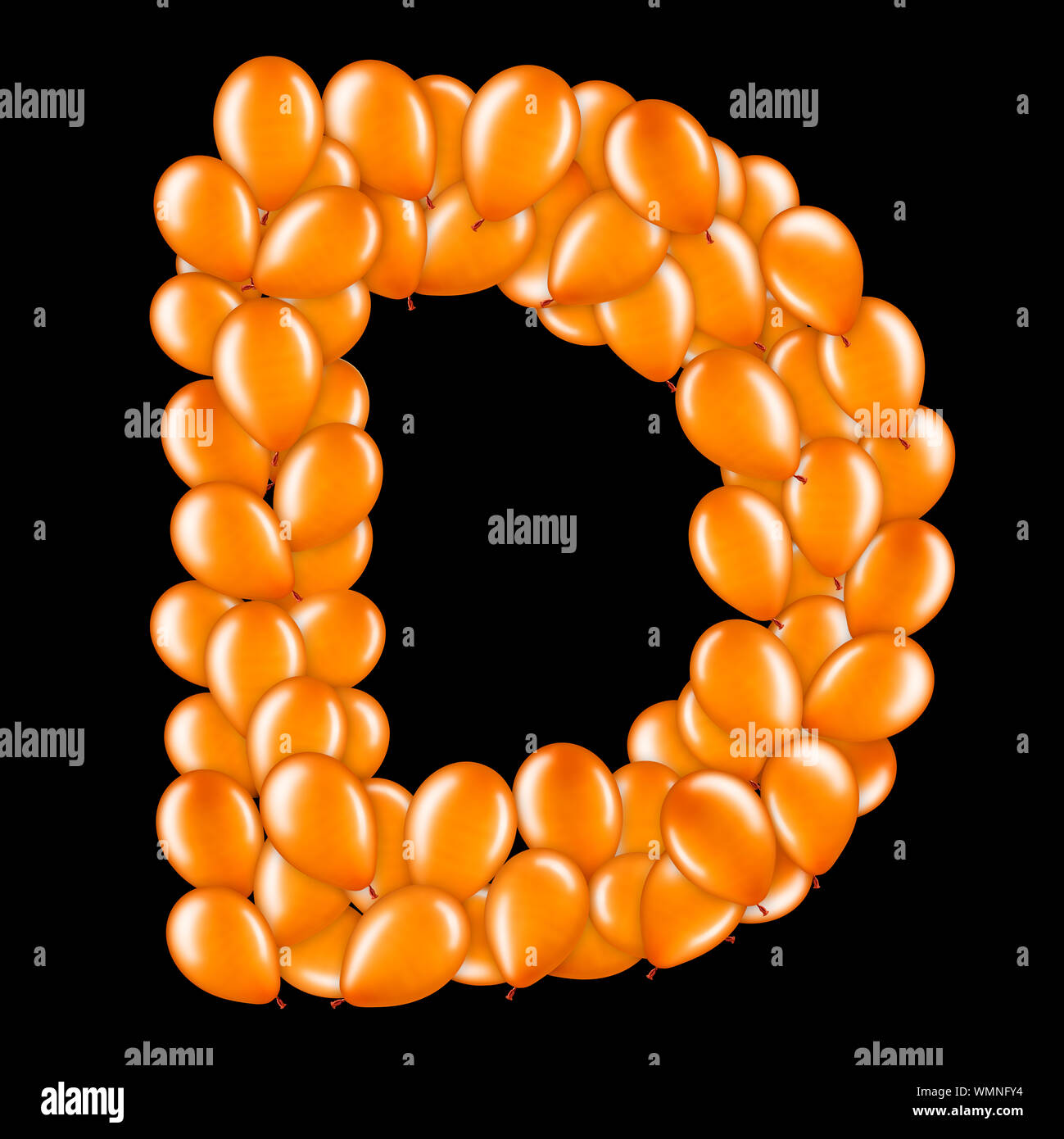 Orange letter D from helium balloons part of English alphabet Stock ...