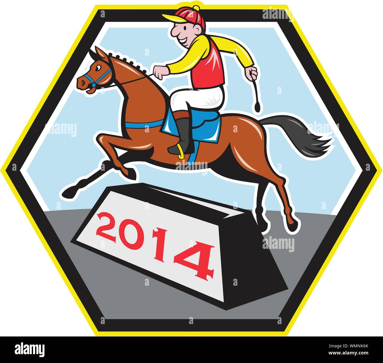 Year of Horse 2014 Jockey Jumping Cartoon Stock Vector Image & Art - Alamy