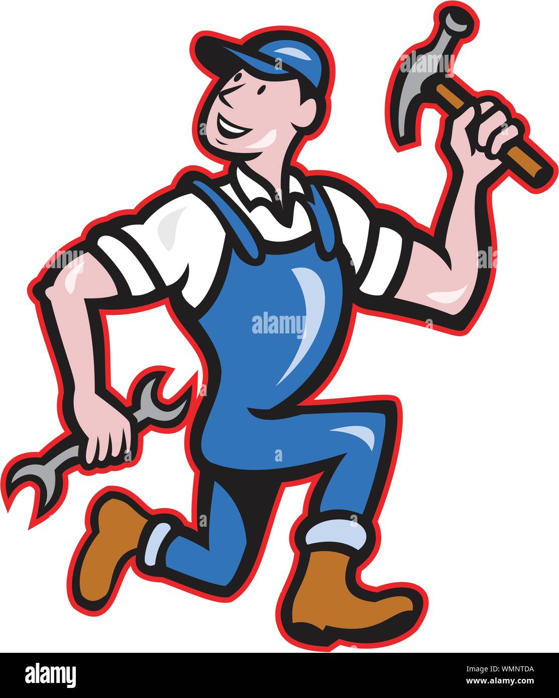 Carpenter Builder Hammer Running Cartoon Stock Vector Image & Art - Alamy