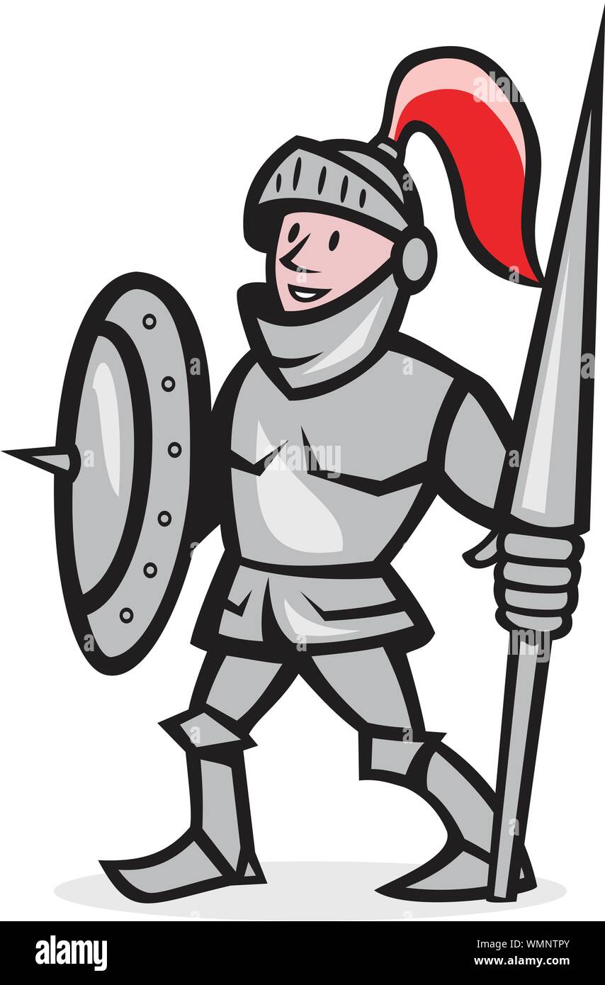 Knight Shield Holding Lance Cartoon Stock Vector Image & Art - Alamy