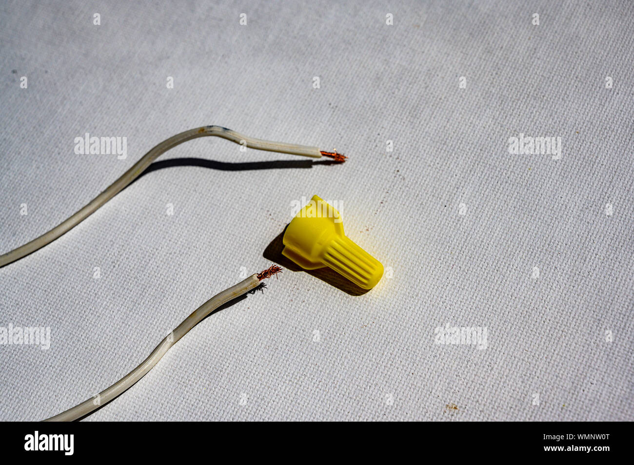 pig tail wiring with wing nut and two wires Stock Photo - Alamy