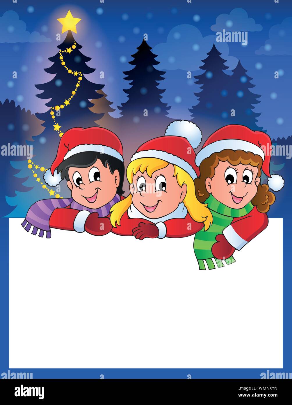 Small happy girl christmas Stock Vector Images - Alamy