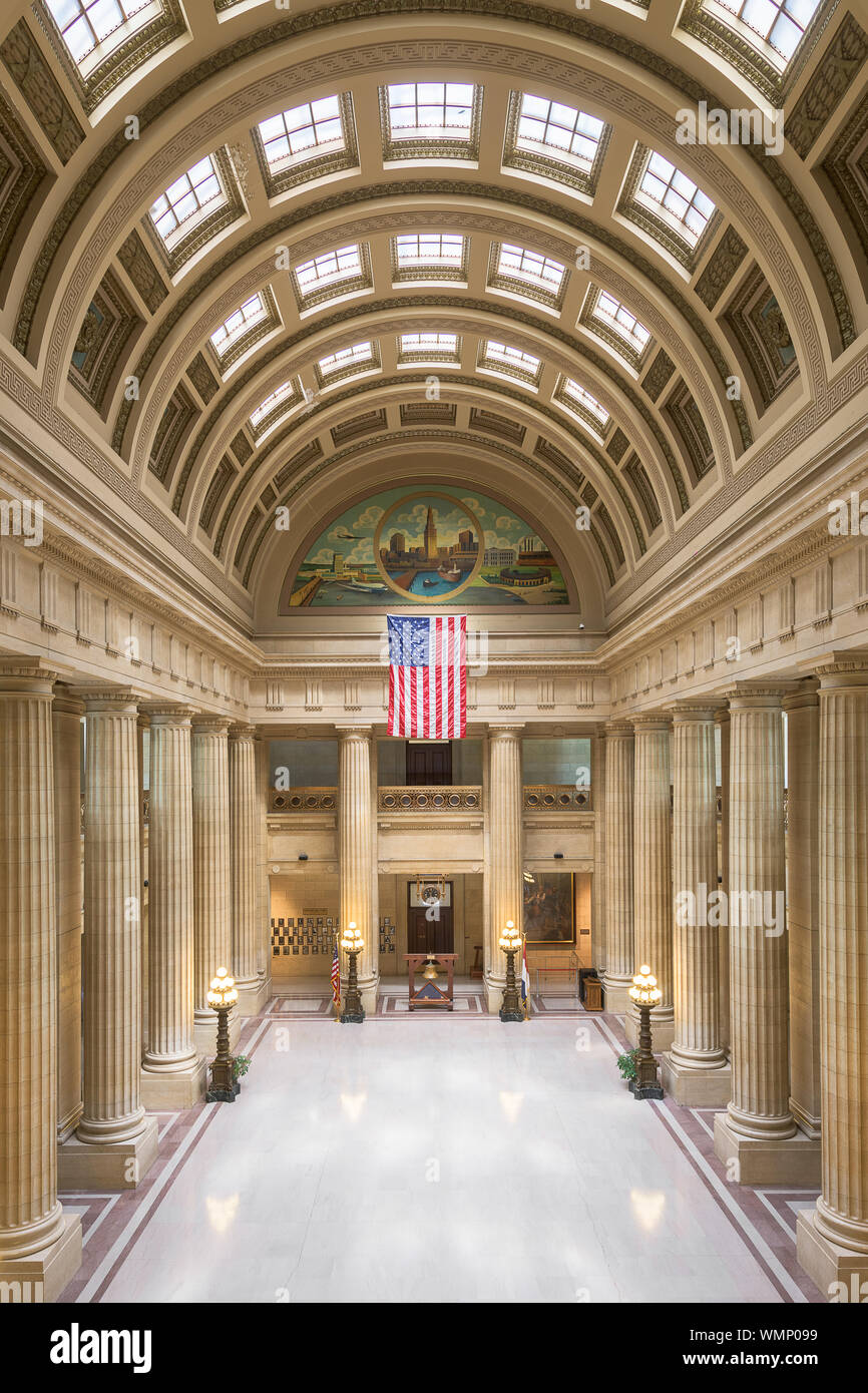 Empty lobby inside of the historic City Hall on Lakeside Avenue in ...