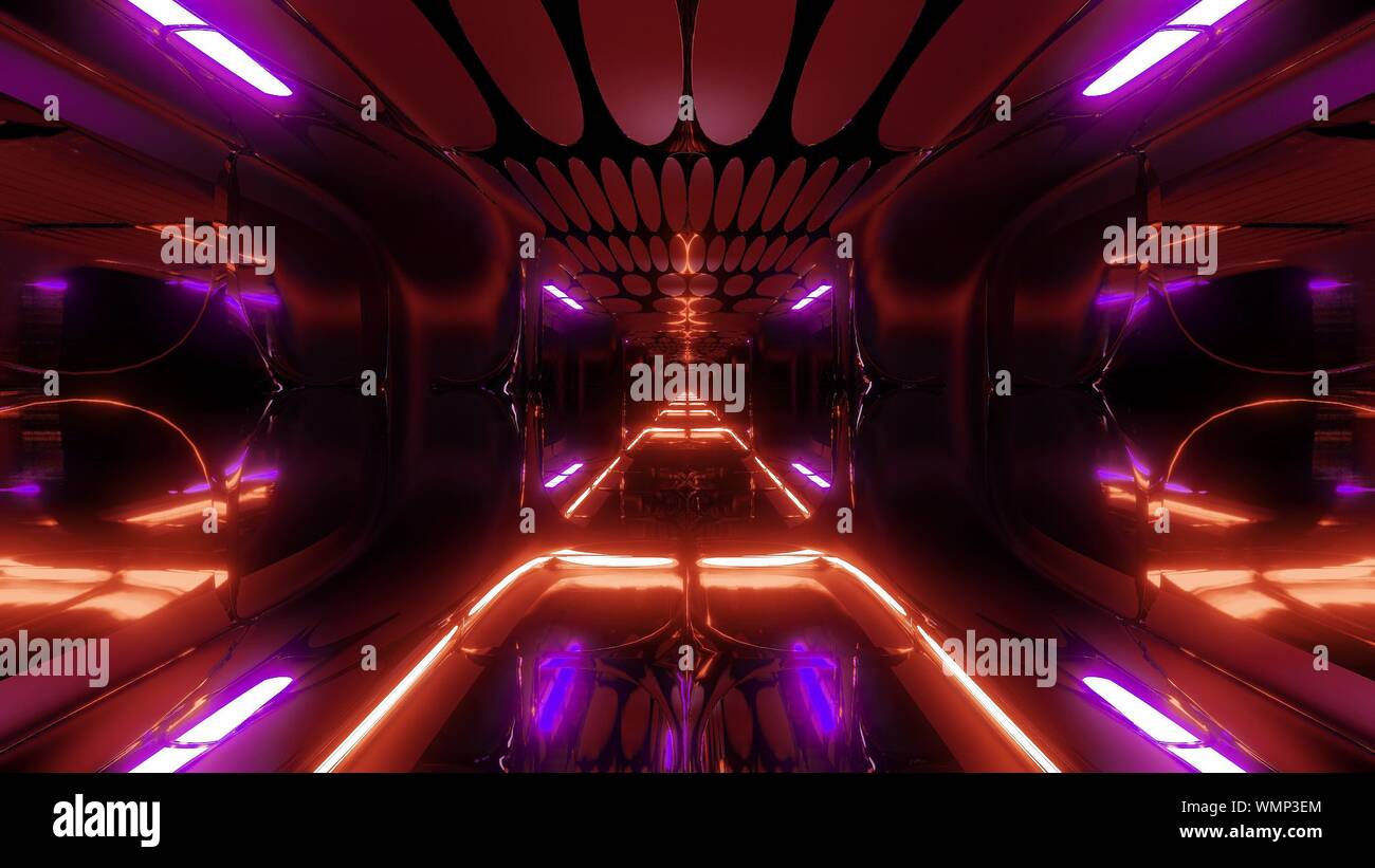 glowing futuristic horror sci-fi temple with nice reflection 3d ...