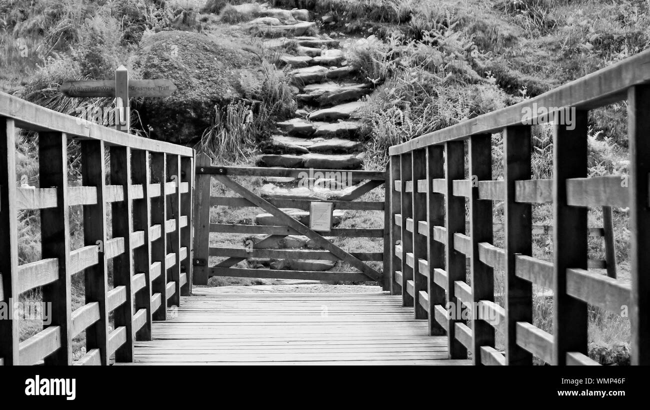 Steps of the footbridge Black and White Stock Photos & Images - Alamy