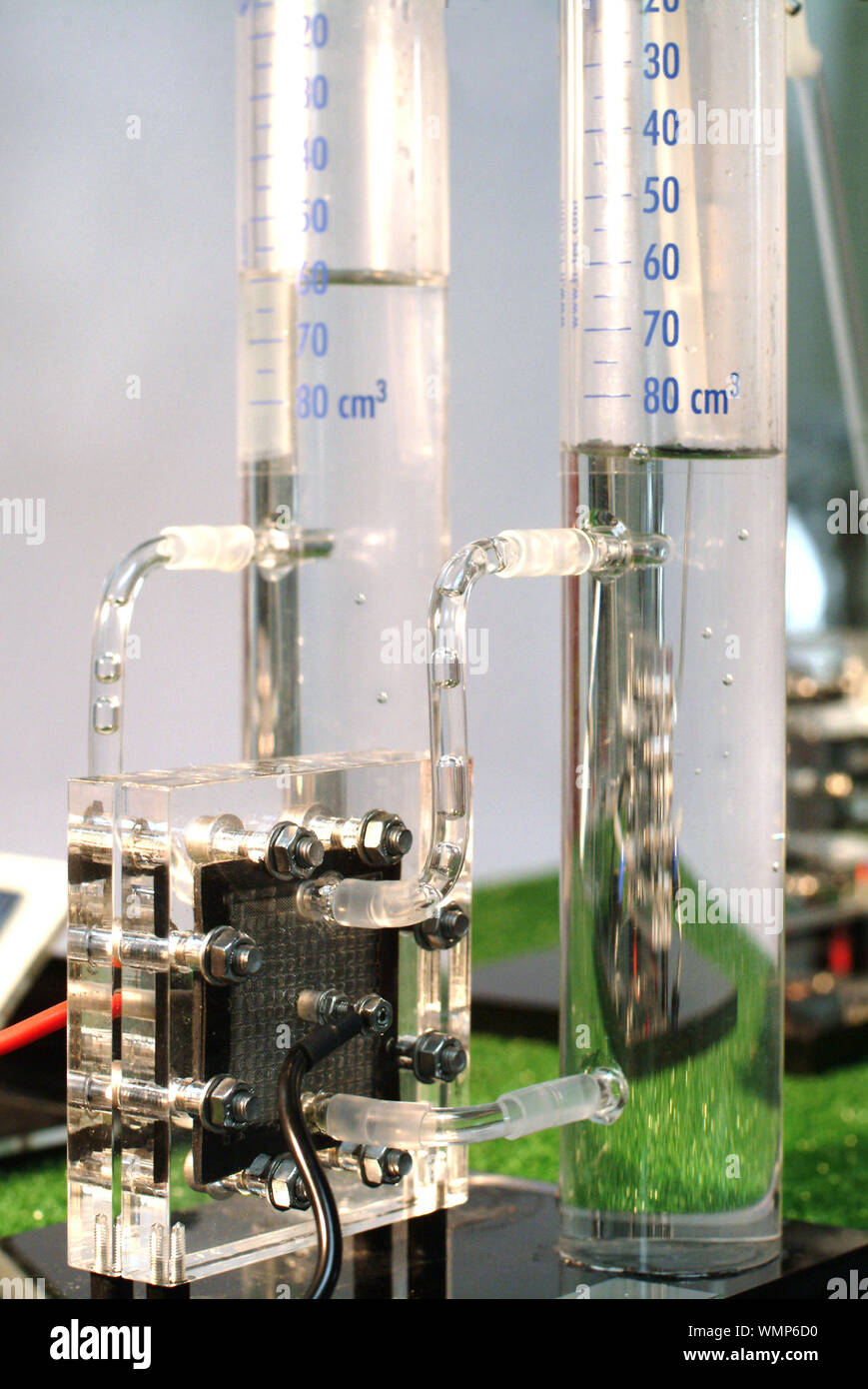 Experimentation in the laboratory for hydrogen production Stock Photo ...