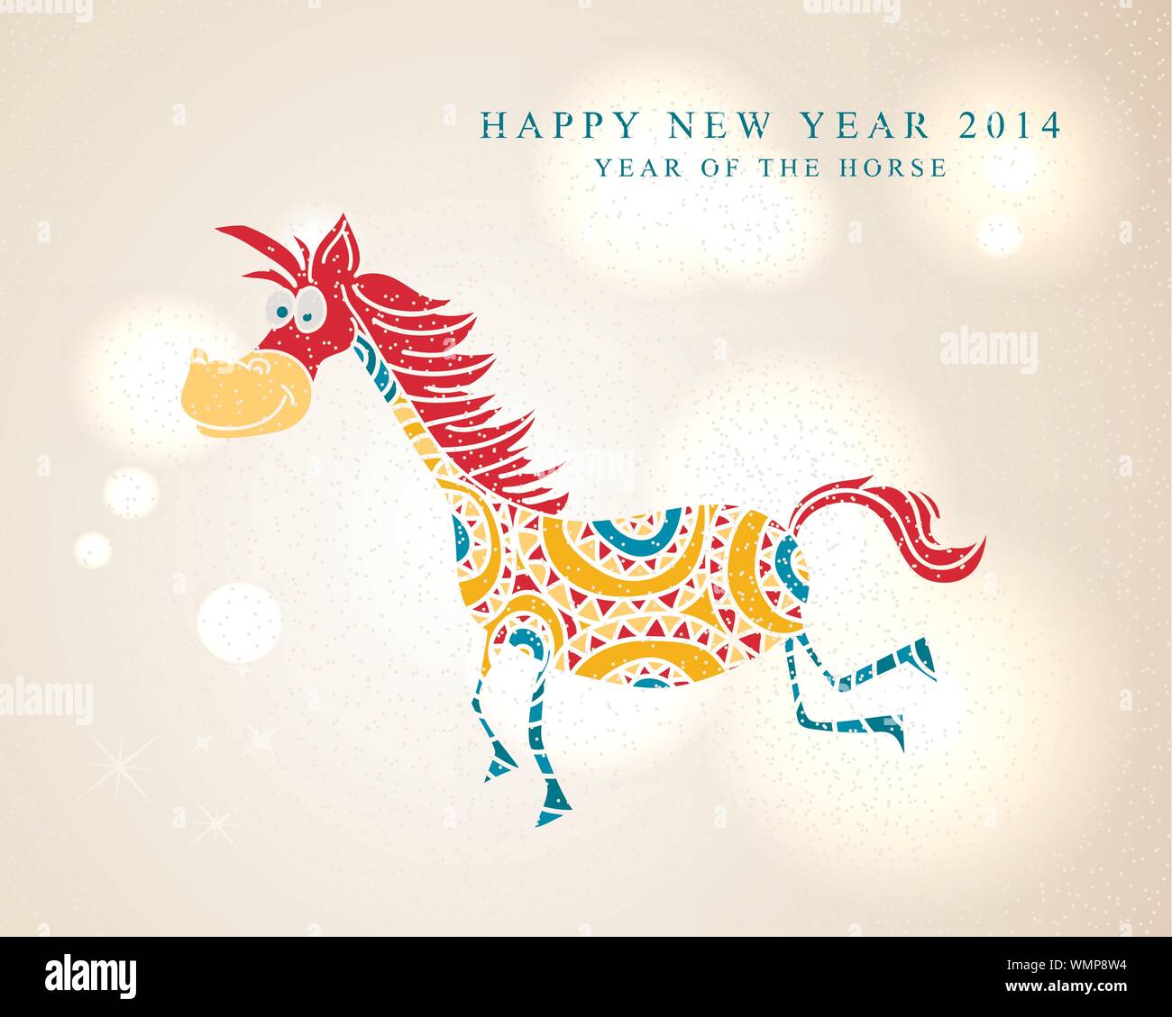 Funny cartoon horse Chinese New Year 2014 Stock Vector Image & Art - Alamy