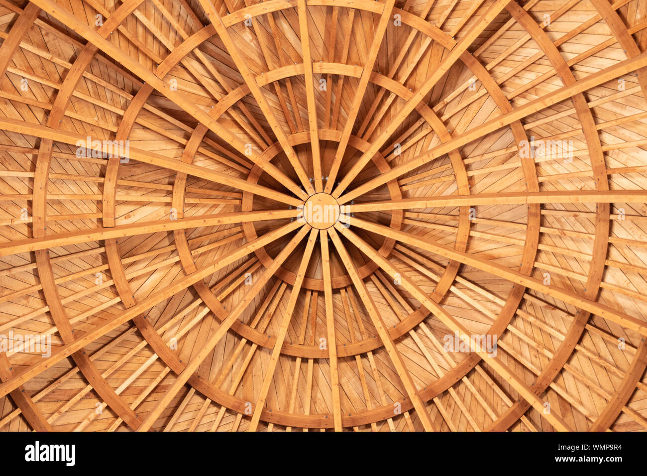 Concentric circles of the wooden ceiling in the Umayyad Palace at the ...