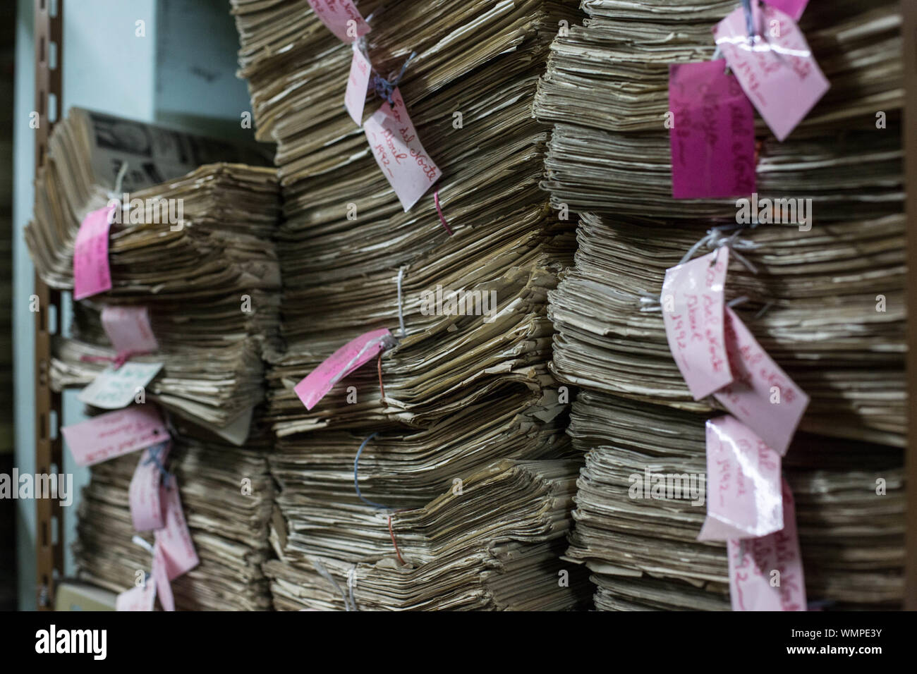 newspaper library have a lot of olds newspapers Stock Photo - Alamy
