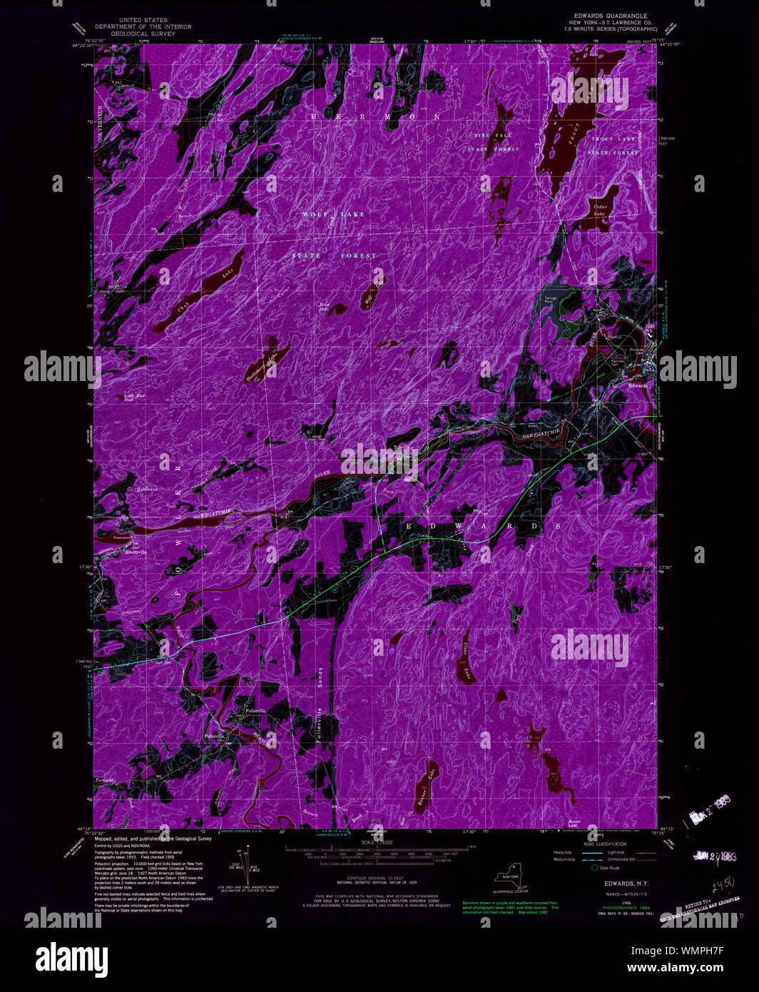 Map of edwards new york hi-res stock photography and images - Alamy