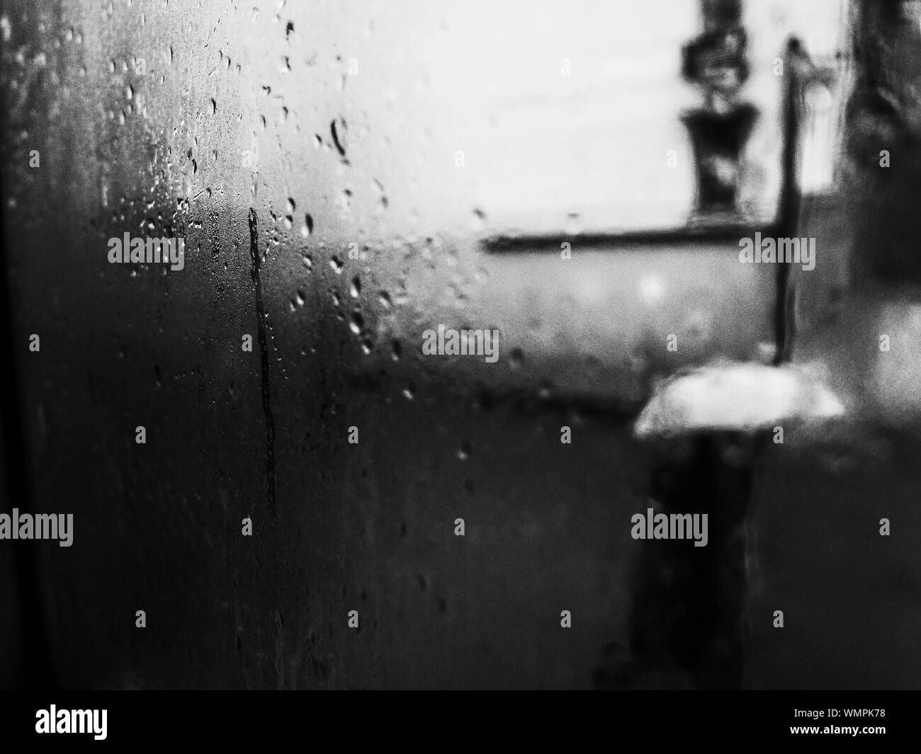 Rain seen through the window Black and White Stock Photos & Images - Alamy