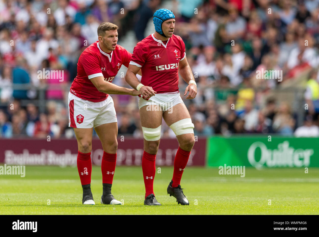 Dillon Lewis and Justin Tipuric of Wales during the Quilter ...