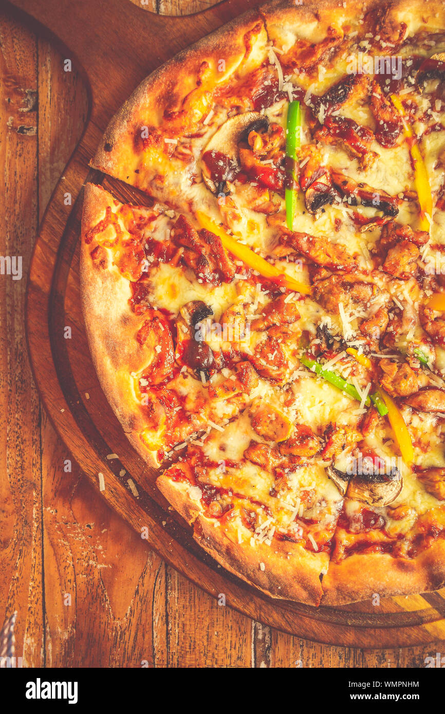 Supreme Pizza Tomato sauce, mozzarella cheese, chicken sausage, bacon ...