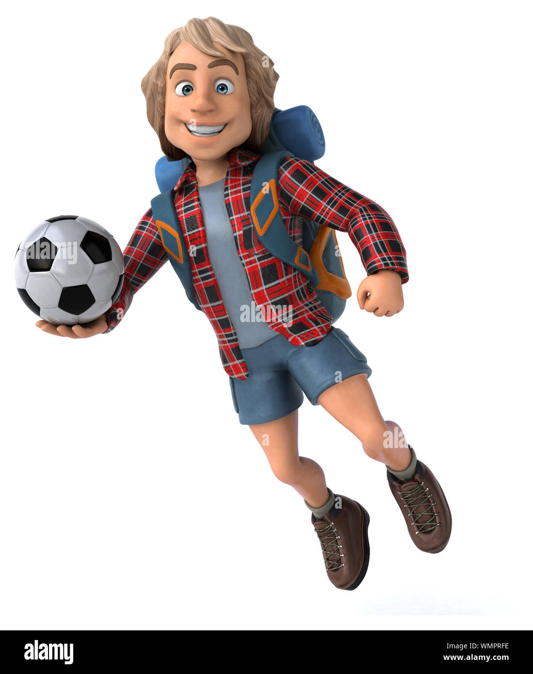 Fun backpacker cartoon guy Stock Photo - Alamy