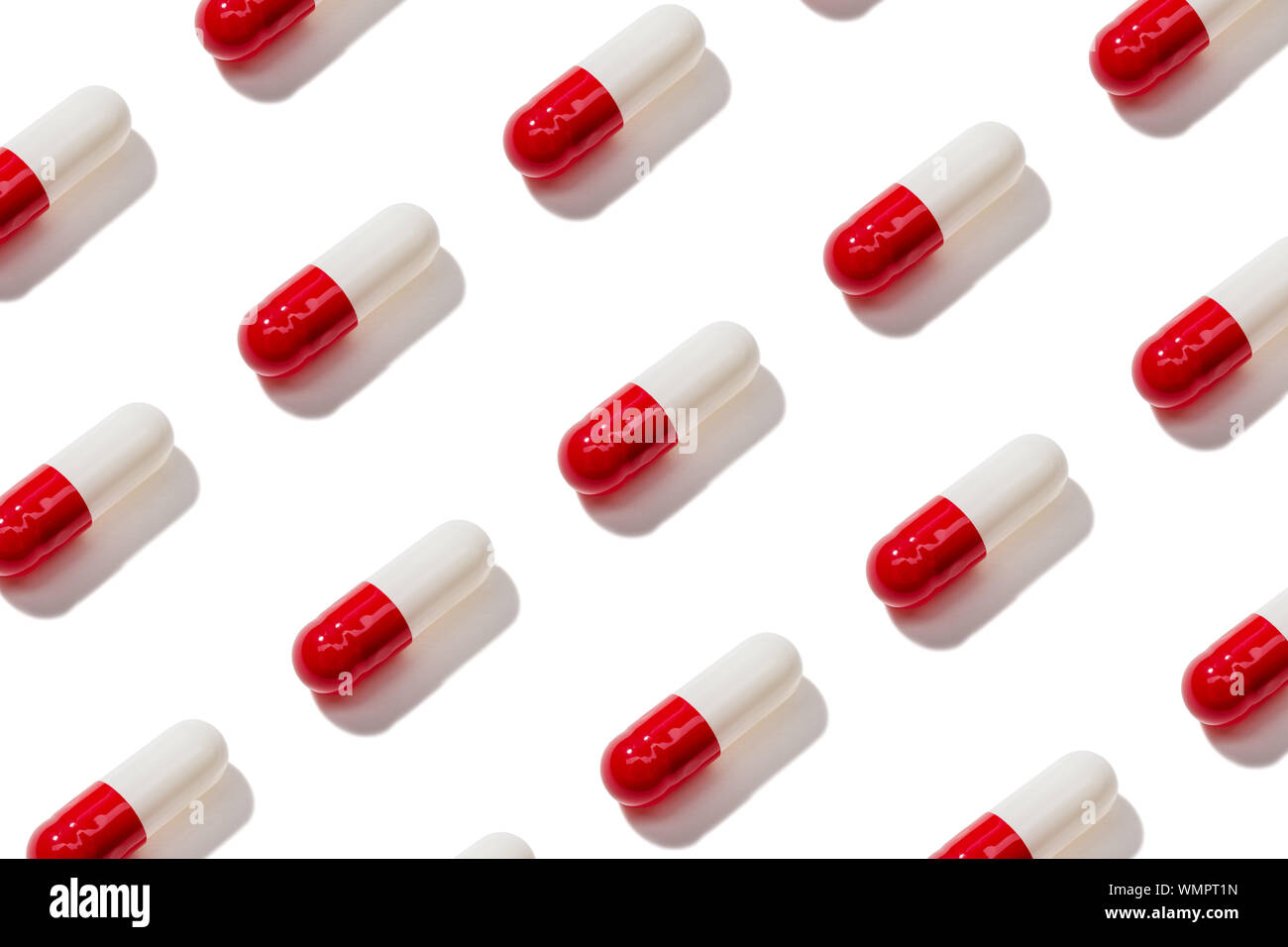 Pill capsule pattern isolated on white background. Medicine, healthcare ...