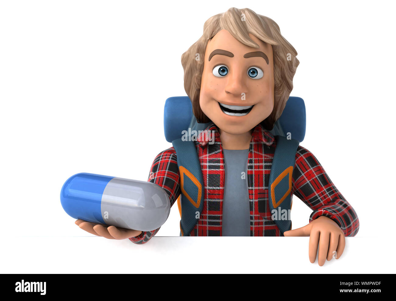 Fun backpacker cartoon guy Stock Photo - Alamy