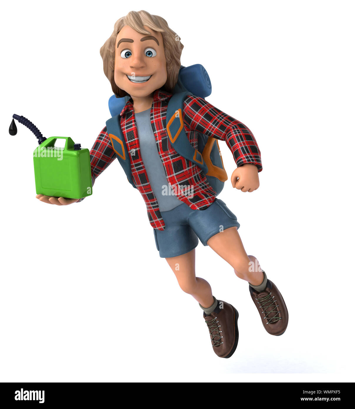Fun backpacker cartoon guy Stock Photo - Alamy