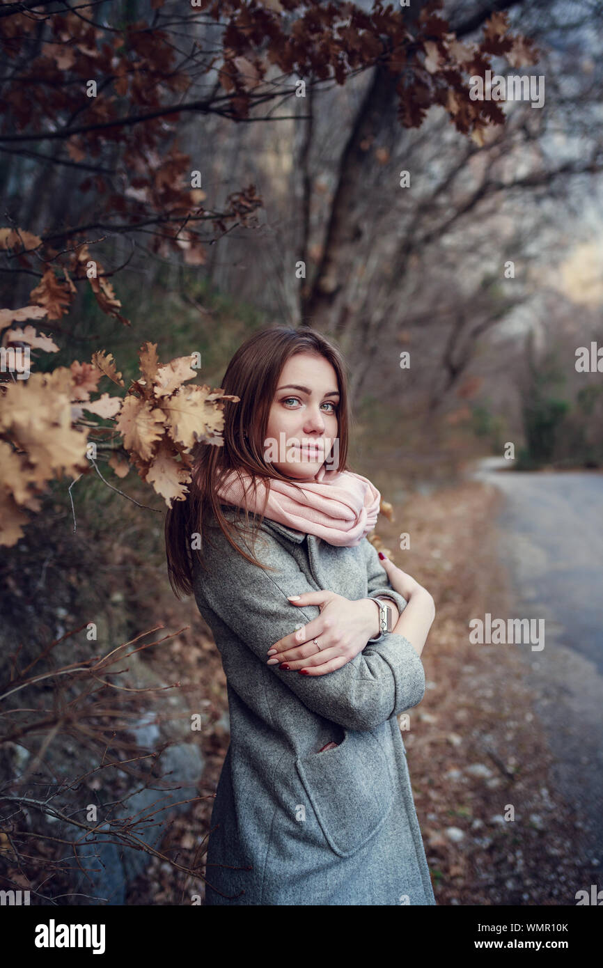 Beautiful Young Girl. Trip to the forest, to the mountains. Beautiful ...