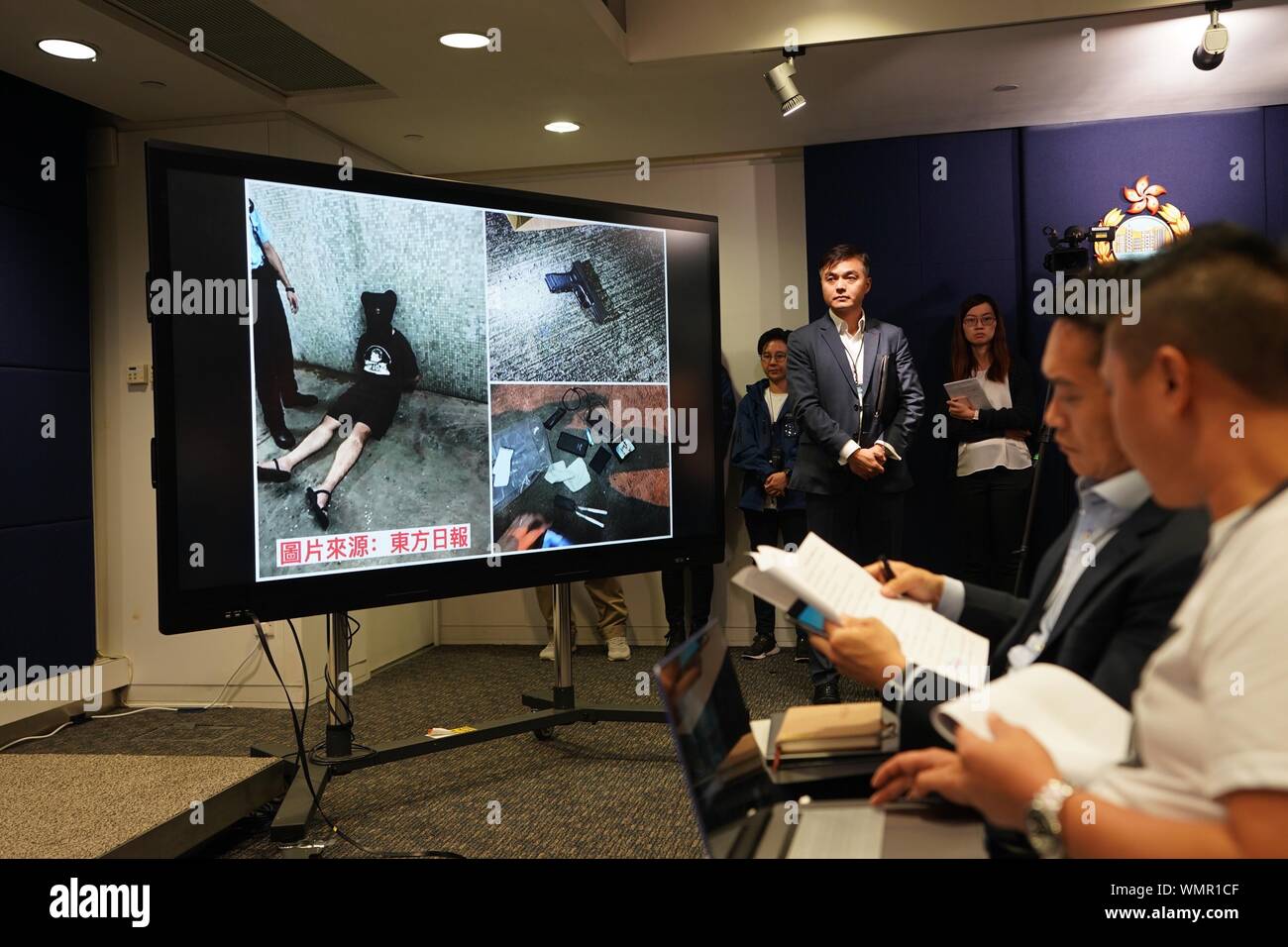 Hong Kong. 5th Sep, 2019. Hong Kong police shows images of rioters ...
