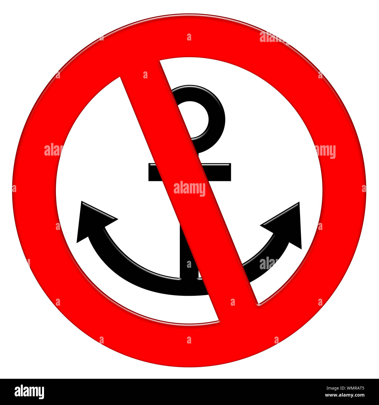 Prohibition symbol with anchor illustration icon Stock Photo - Alamy